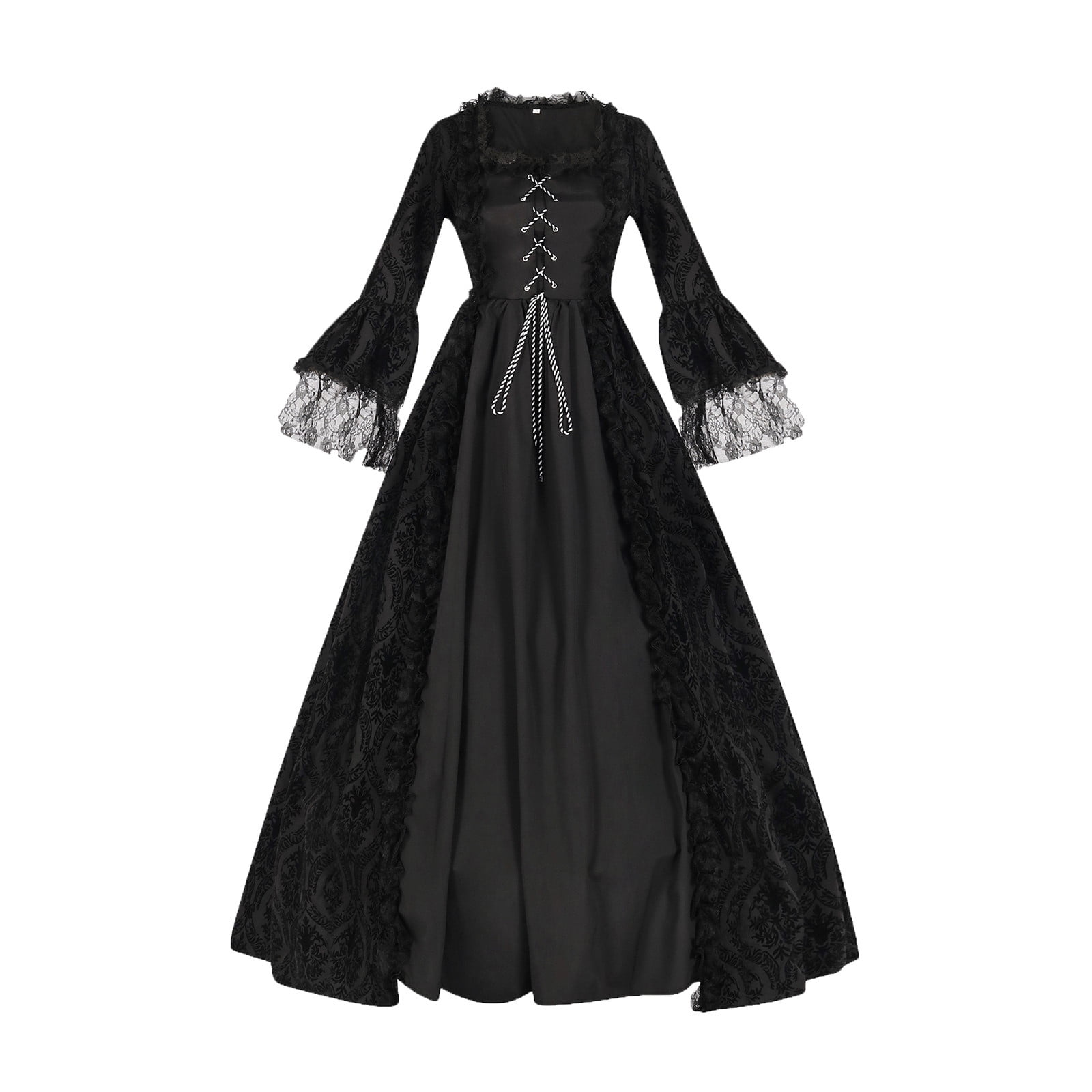 TFEOQRY Women's Medieval Queen Dress Square Neck Ball Gown Lacing Up ...