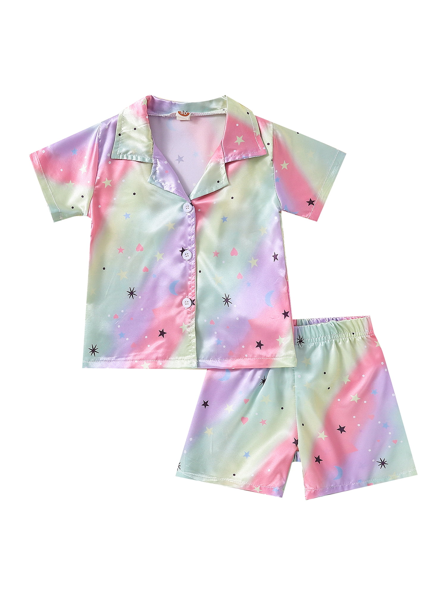 TFFR 2 Pieces Kids Pajamas, Short Sleeve Tops + Elastic Waist Shorts ...