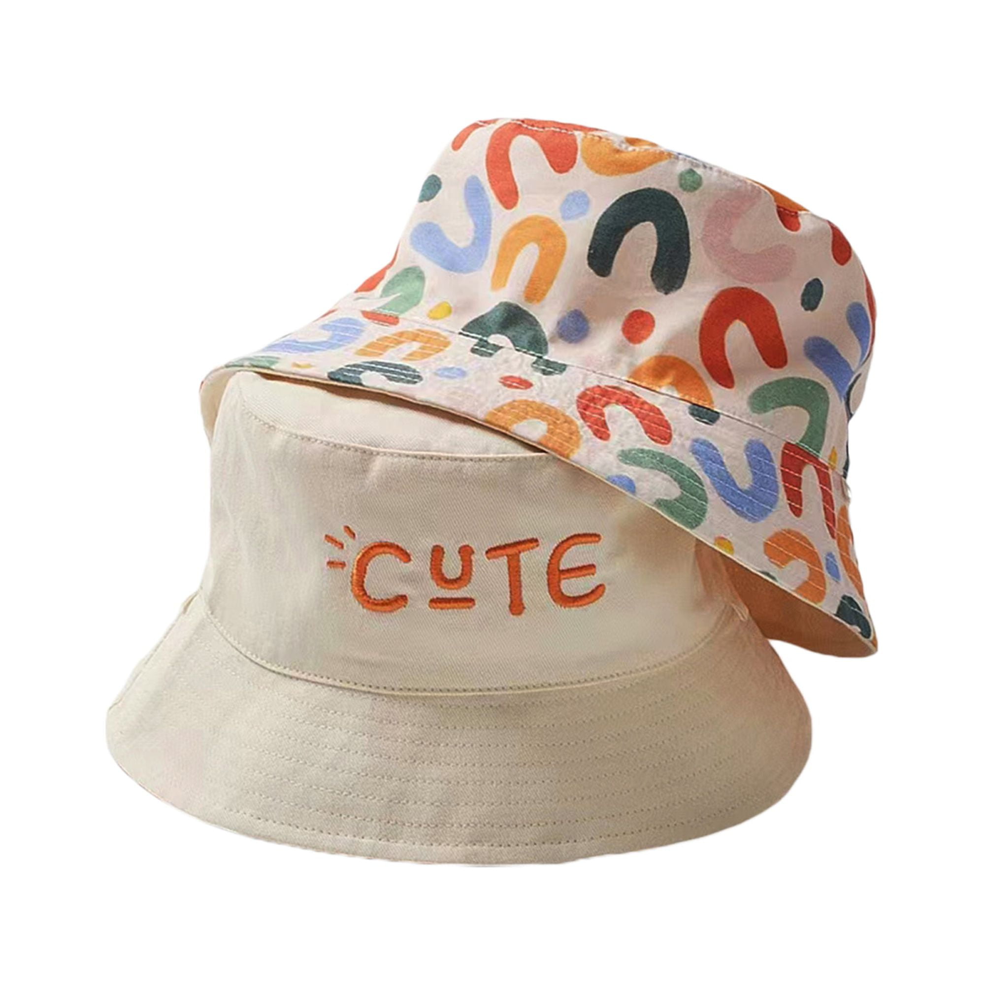 TFFR Baby Kids Bucket Hat, Double-side Colorful Print Embroidery ...