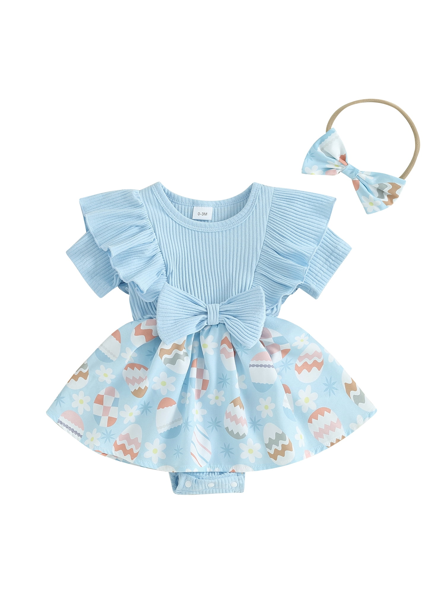 TFFR Infant Girl Easter Romper Dress Baby ummer Ruffle Short Sleeve Egg ...