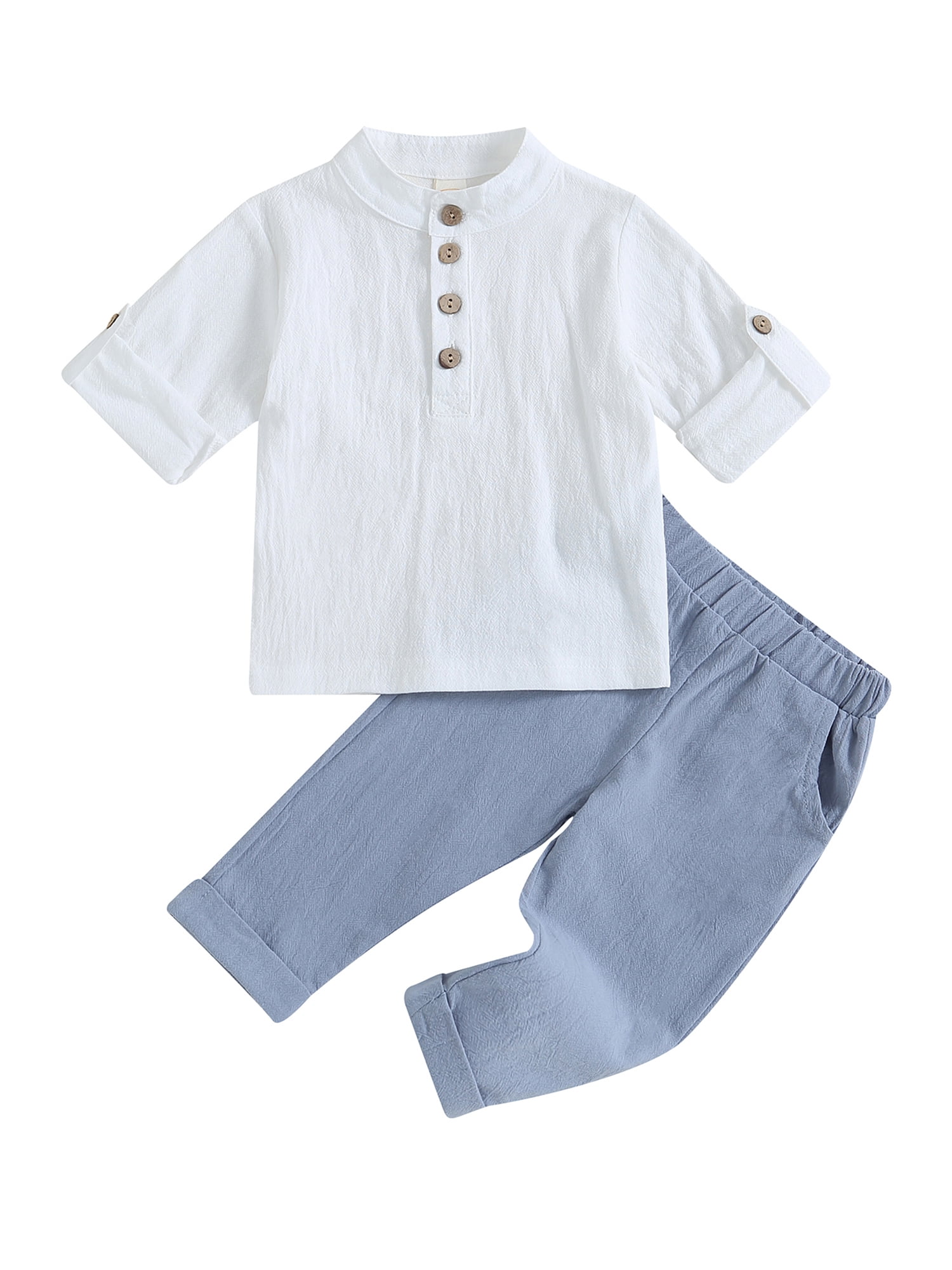 TFFR Kid Boy Summer Outfits Solid Color Buttons Short Sleeve T-Shirts ...