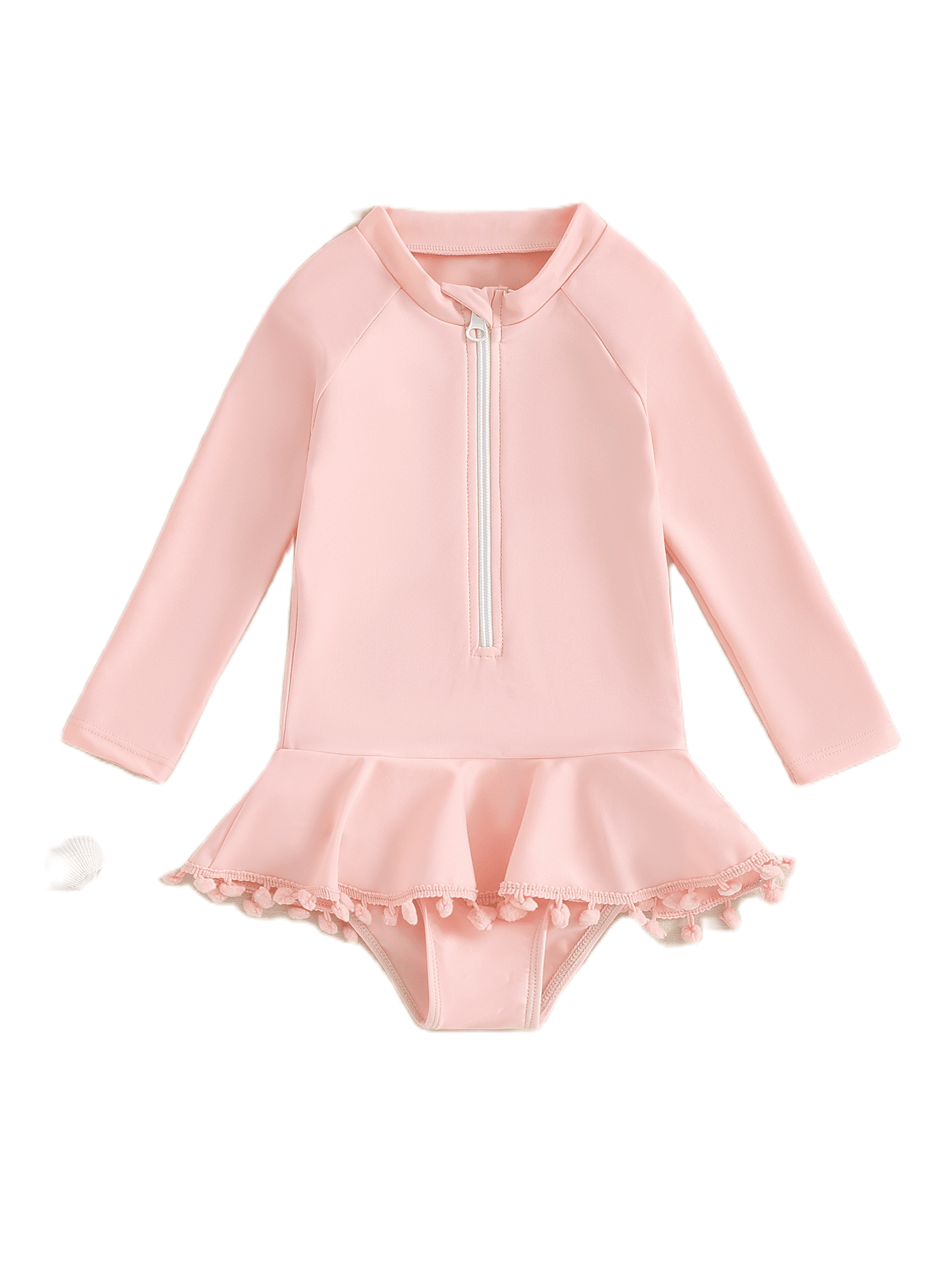 TFFR Kid Girls Swimwear 1-5 Years Toddler Swimsuits Solid Long Sleeve ...