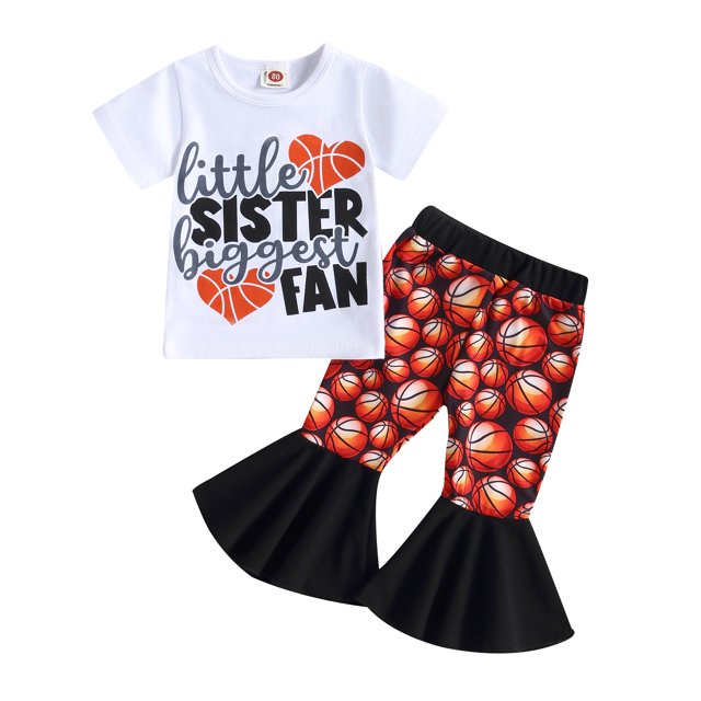 TFFR Kids Girls Summer Outfits Short Sleeve T-shirt Print Flare Pants Headbands Set - Walmart.com