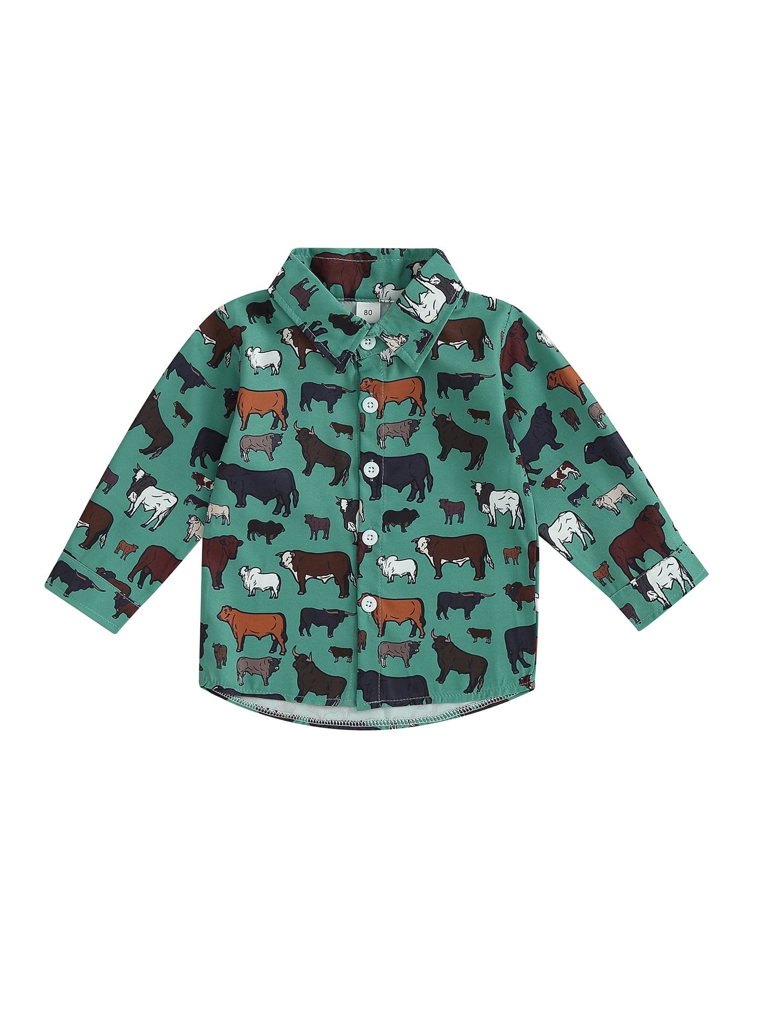 TFFR Western Baby Boy Cow Print Shirts Long Sleeve Button Down Lapel Neck Tops 6M-4T - Walmart.com