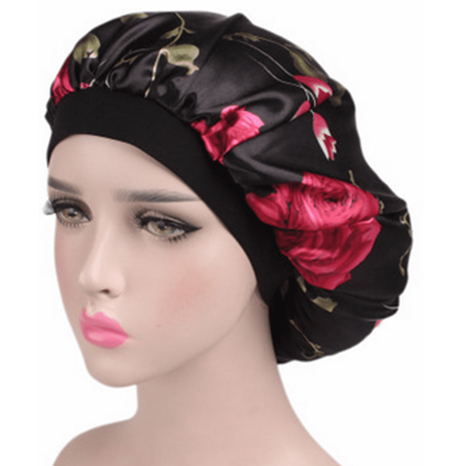 TFFR Women Satin Sleeping Cap Floral/Leopard Salon Bonnet Night Hat ...