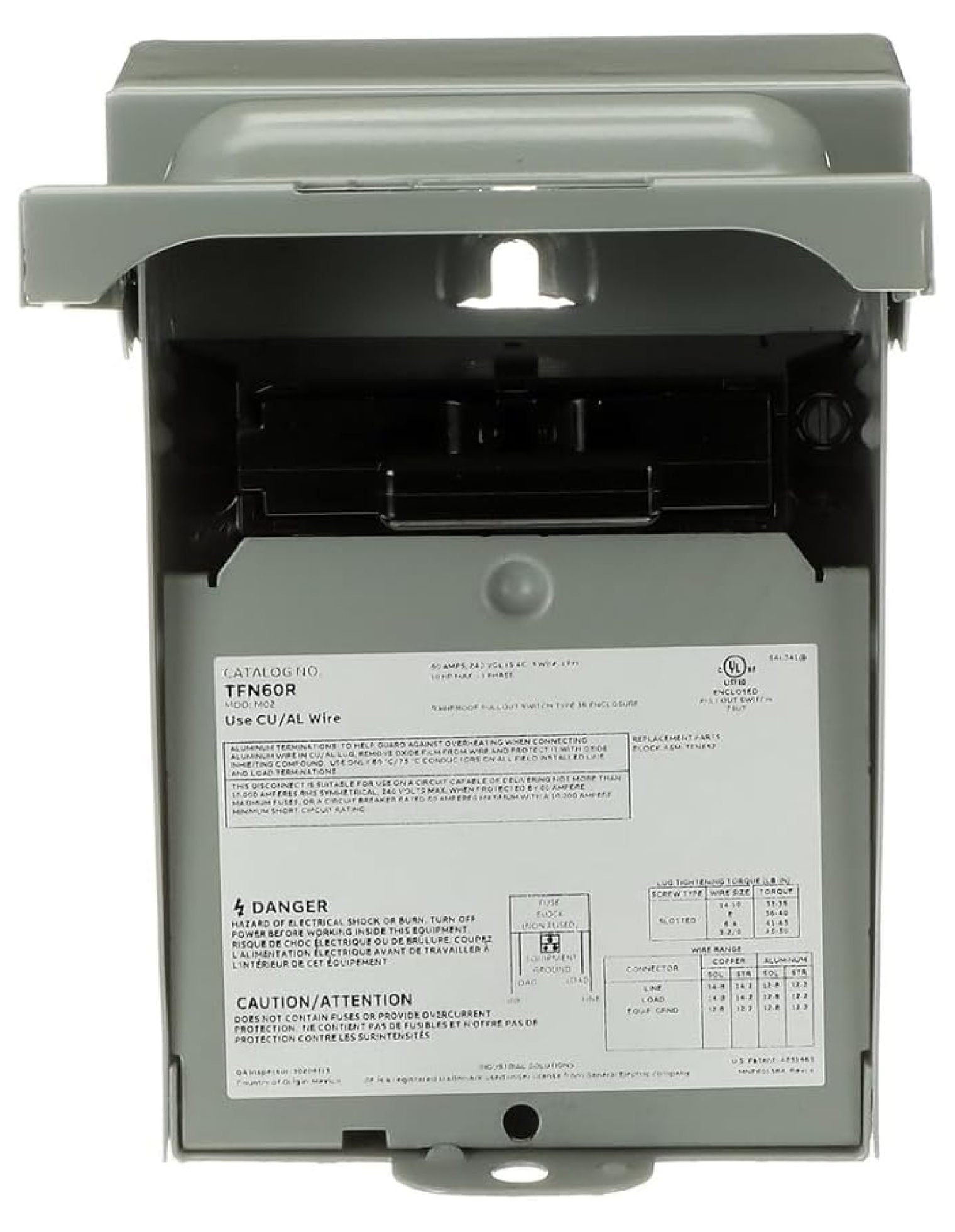 TFN60RCP • Weatherproof Non-Fused Disconnect • Disconnect 60A 240V • 1 ...