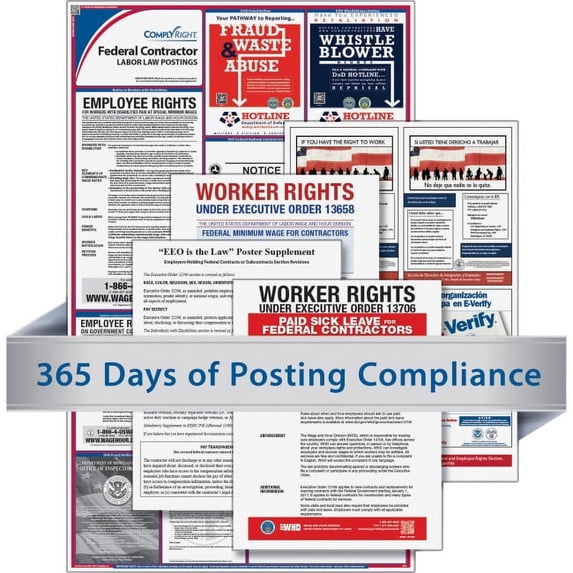 TFP, TFPCRPS03, Federal Contractors Labor Law Poster, 1 Each, White ...