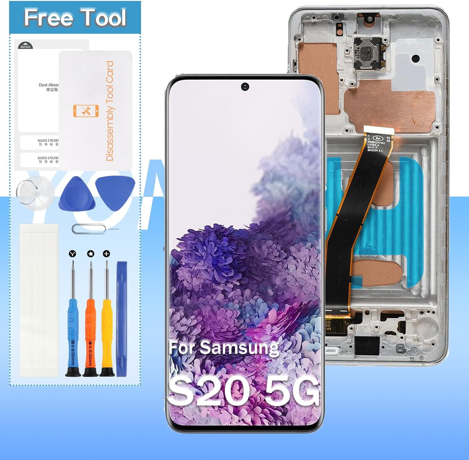 TFT for Samsung Galaxy S20 /S20 5G Screen Replacement 6.2" SM-G980 SM-G981 (Blue with Frame) LCD ...