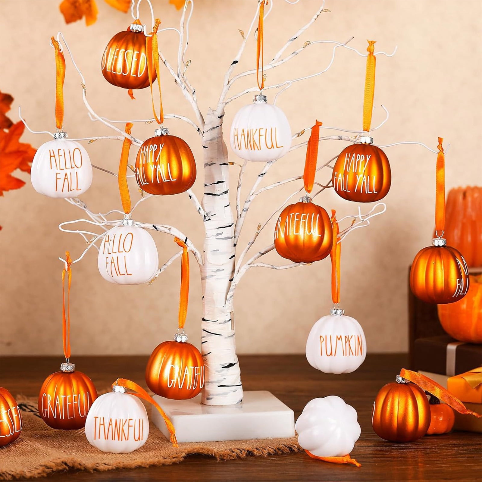 TFYZYY 12pcs Pumpkin Hanging Ornaments, Plastic Halloween Decorations ...