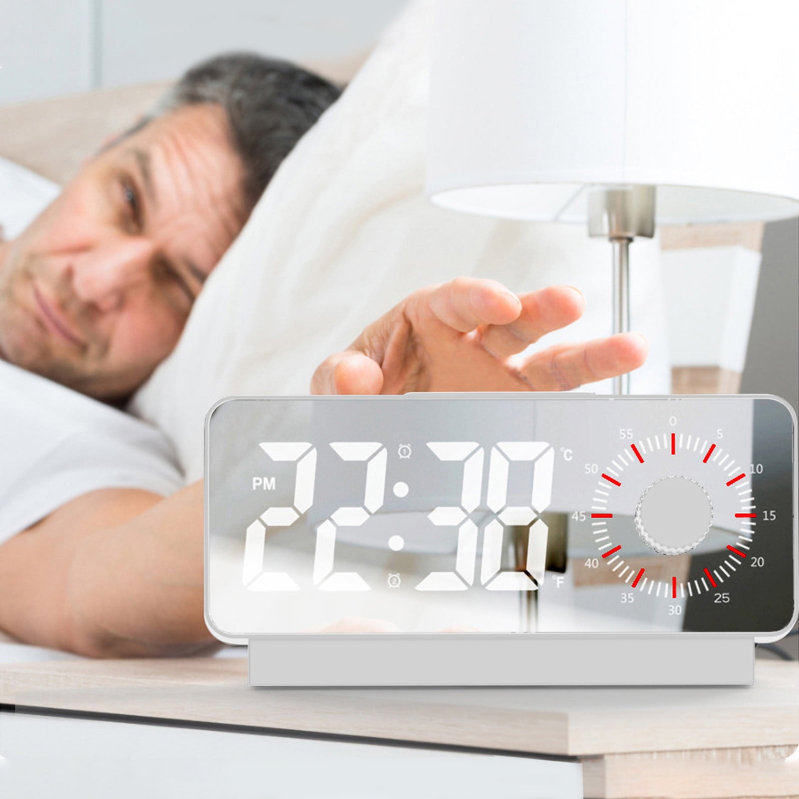 TFYZYY Countdown Alarm Clock Digital LED Display Dual Alarm Independent Snooze Function Night ...