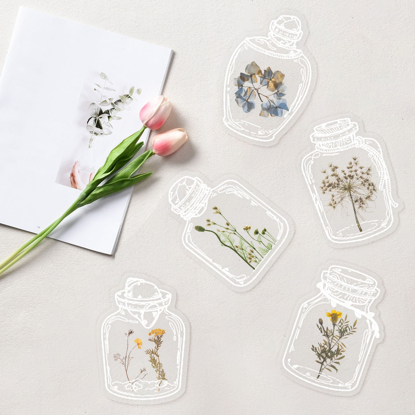 TFYZYY Dried Flower Bookmarks, Transparent Embossed Vase, DIY Fresh ...