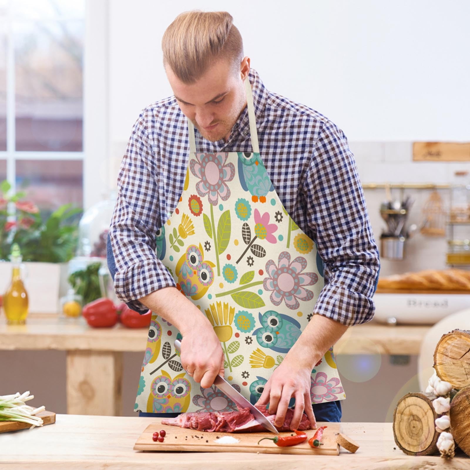TFYZYY Easter Print Linen Apron - Multi-Functional, Oil & Food Stain ...