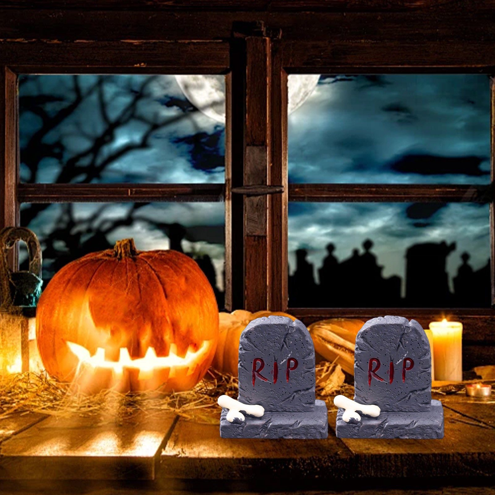 TFYZYY Mini Halloween Resin Figurines Set, Spooky Ghost, Tombstone ...