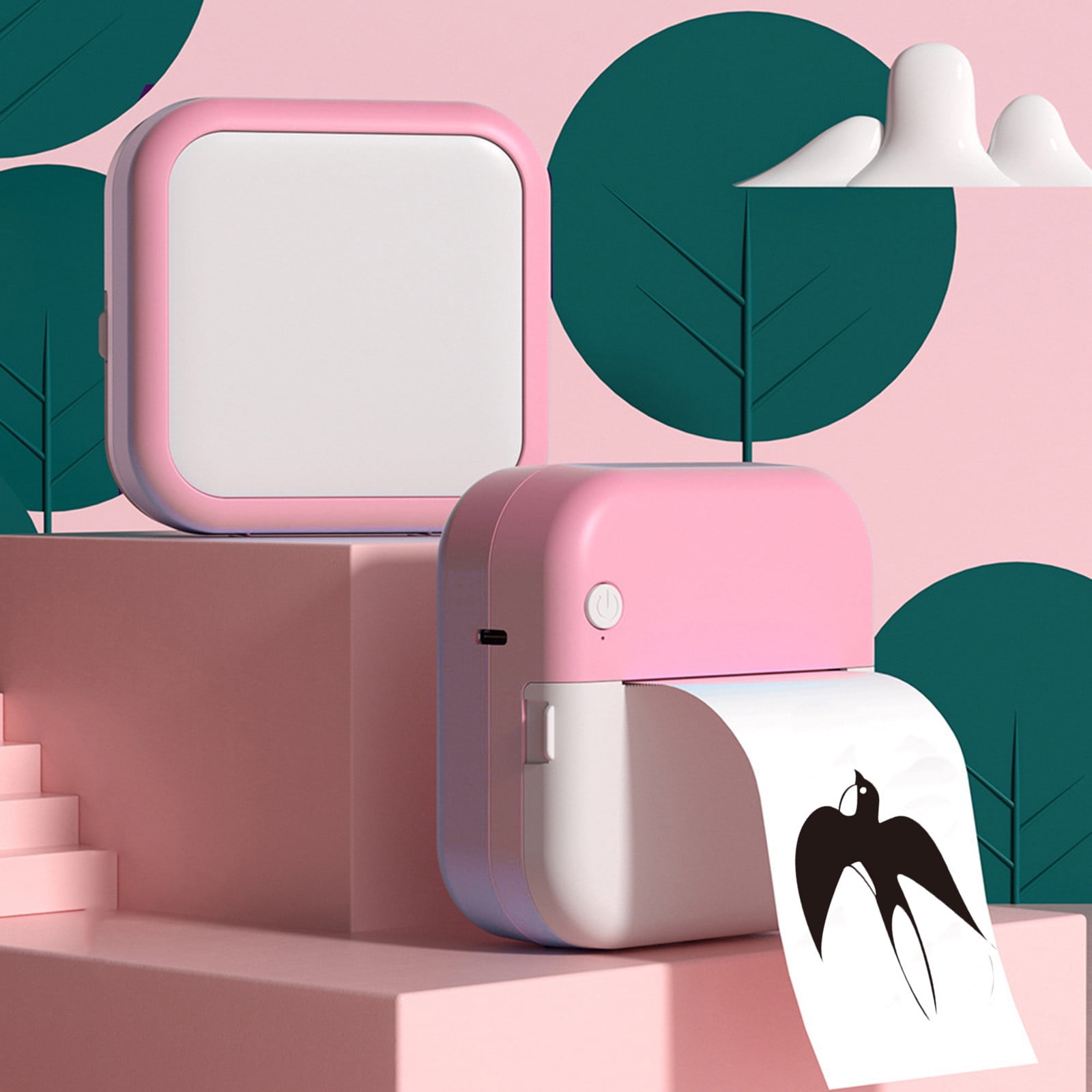 TFYZYY Portable Mini Bluetooth Printer Inkless Thermal Printer USB-C ...