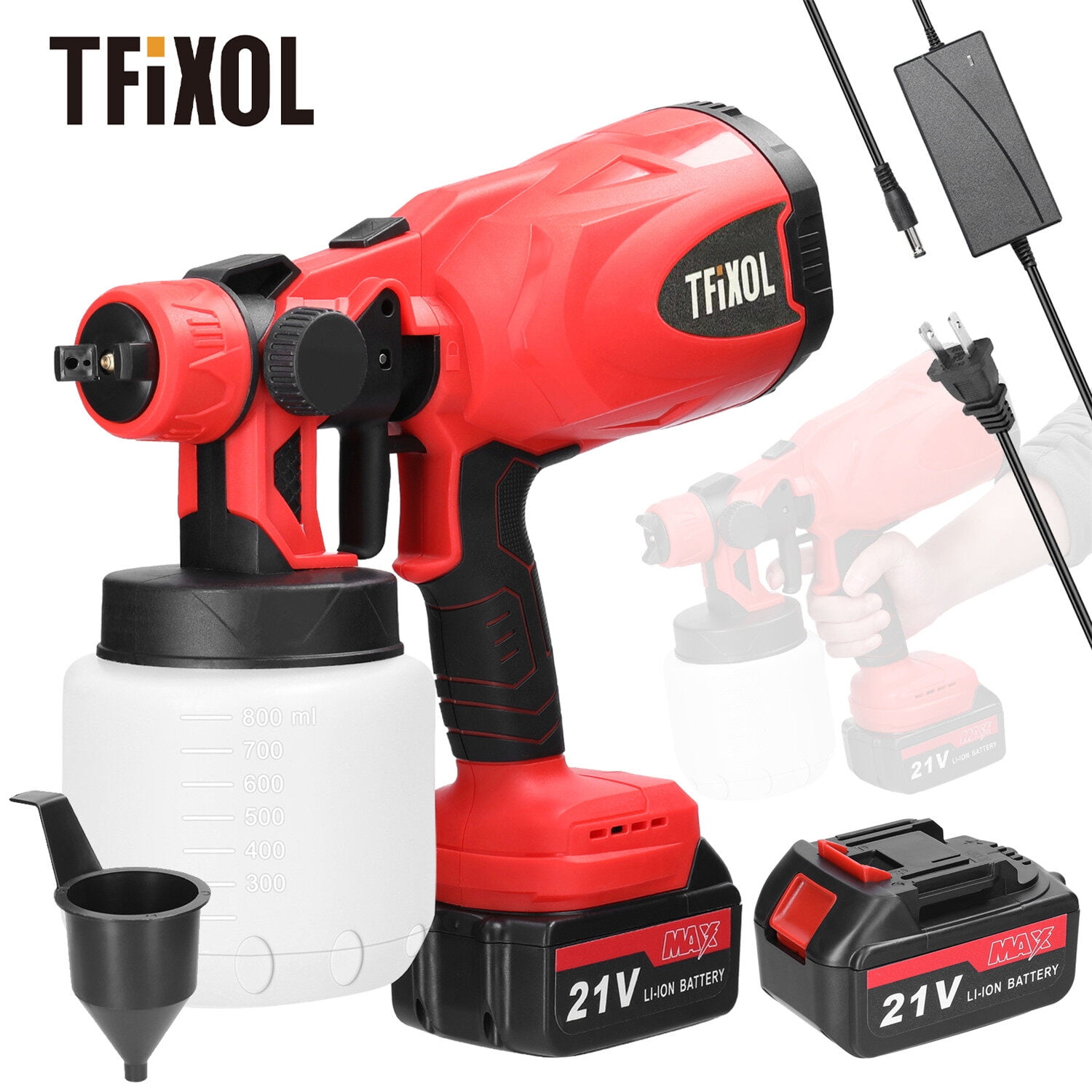 TFixol Handheld 21V Electric Sprayer Output Volumes Adjustable Spraying ...