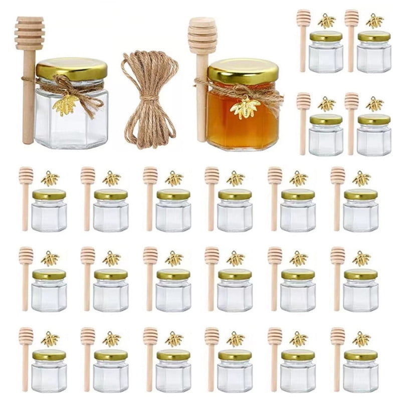 TFixol Home Decor 1.5 oz Hexagon Mini Glass Honey Jars, 24 Pack Hexagon Glass Jars with Lids ...