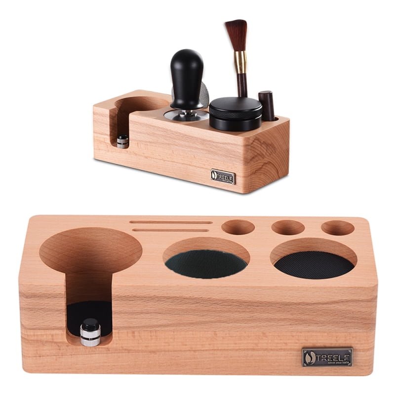 TFixol Home Decor Espresso Tamper Holder, 3-in-1 Wooden Coffee Station ...