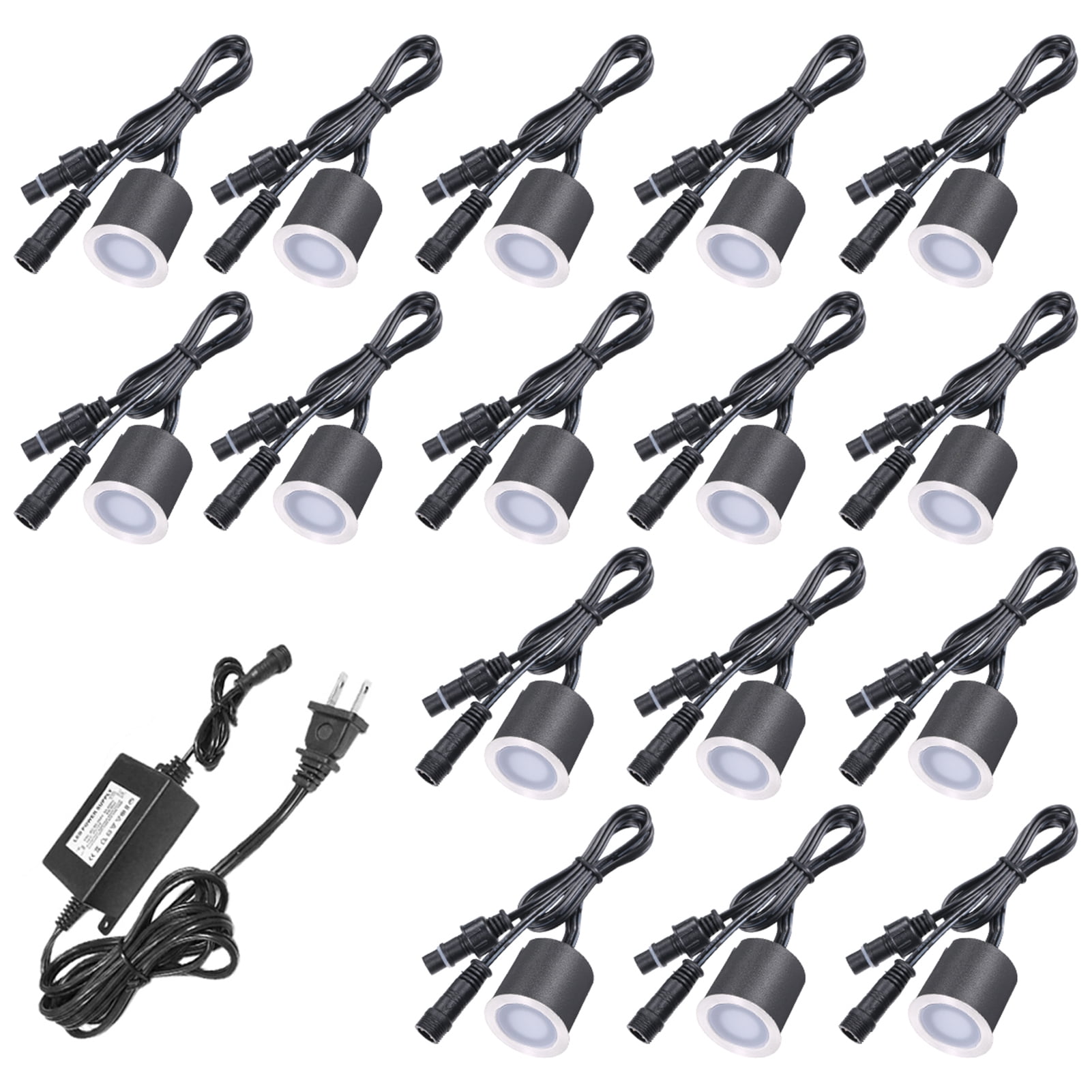TFixol Pack of 16 LED Deck Light Kits In Ground Outdoor Landscape ...