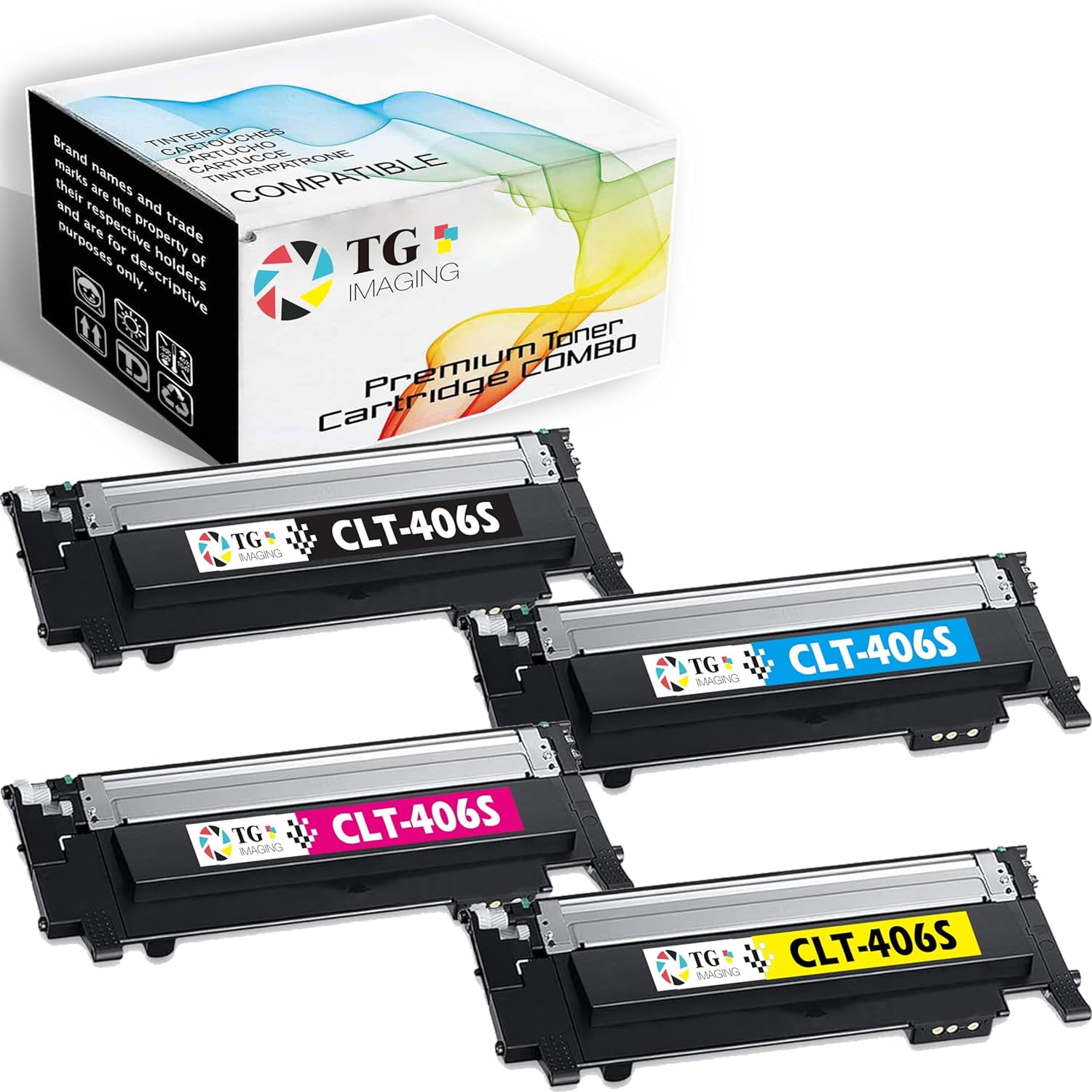 TG Imaging 4-Pack (BCYM) Compatible Replacement for CLT-406S Toner Cartridge CLT406S Color Set ...