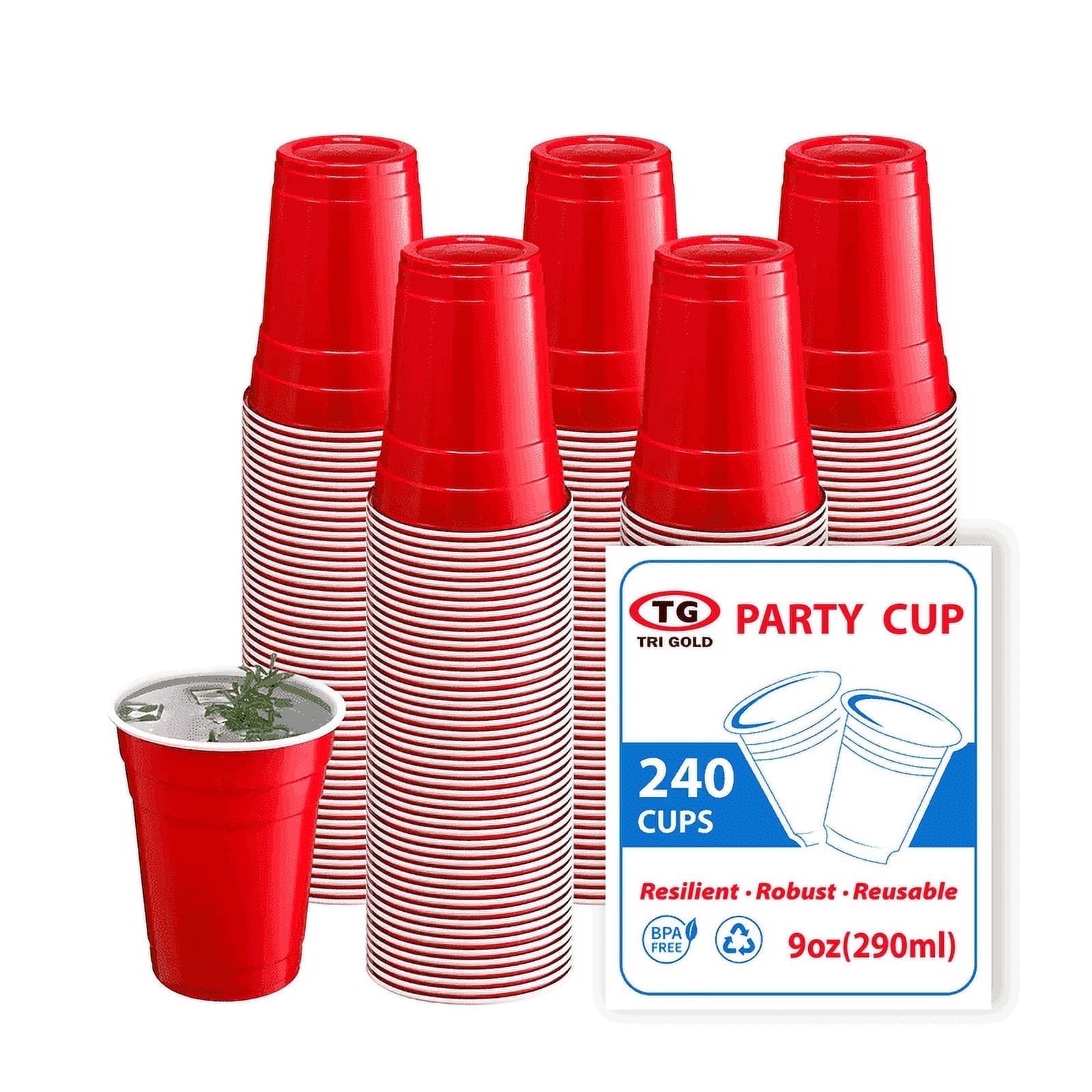 TG TRIGOLD Plastic Party Cups,Red,9oz,120count - Walmart.com