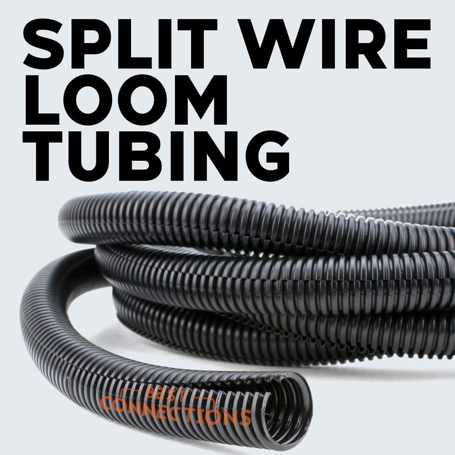 TG4THT-(1/2" x 100 ft) Split Wire Loom Flex-Guard Convoluted Tubing ...