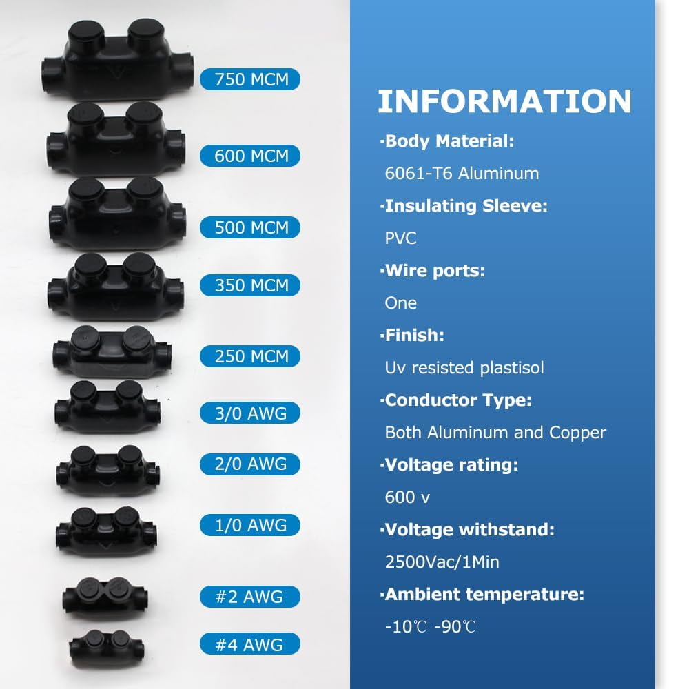 TG4THT-1-Pack 250-6AWG Insulated Connectors,6 Gauge Wire Connectors and ...