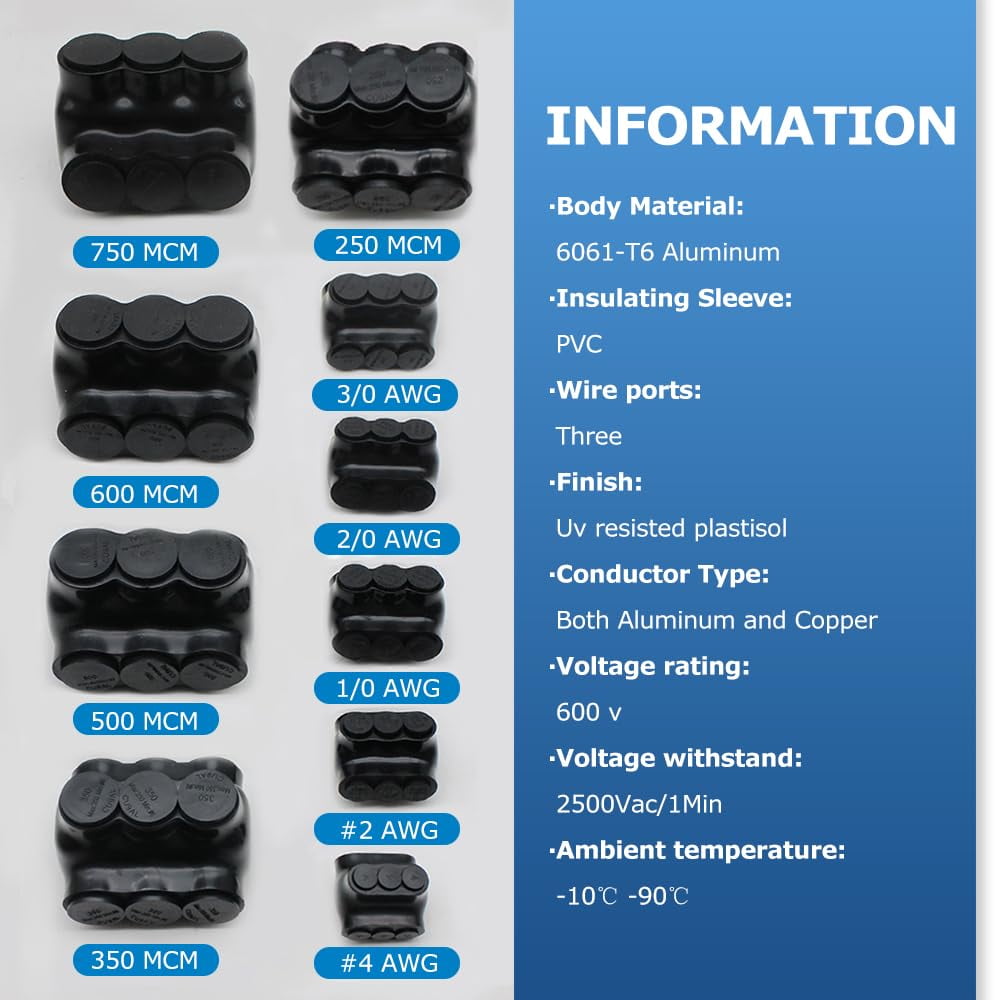 TG4THT-1-Pack 3/0 Insulated Multi-Cable Connectors, 3/0-6AWG Compact ...