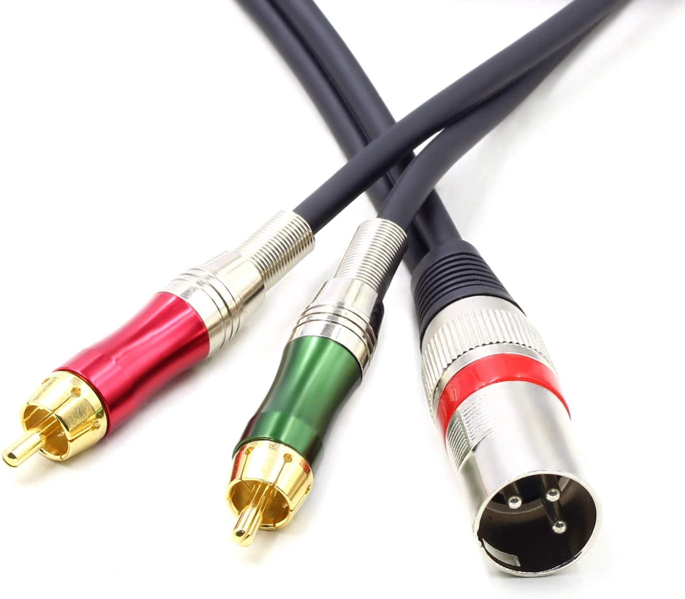 TG4THT-10FT XLR Male to 2 x Phono RCA Plug Adapter Y Splitter Patch ...