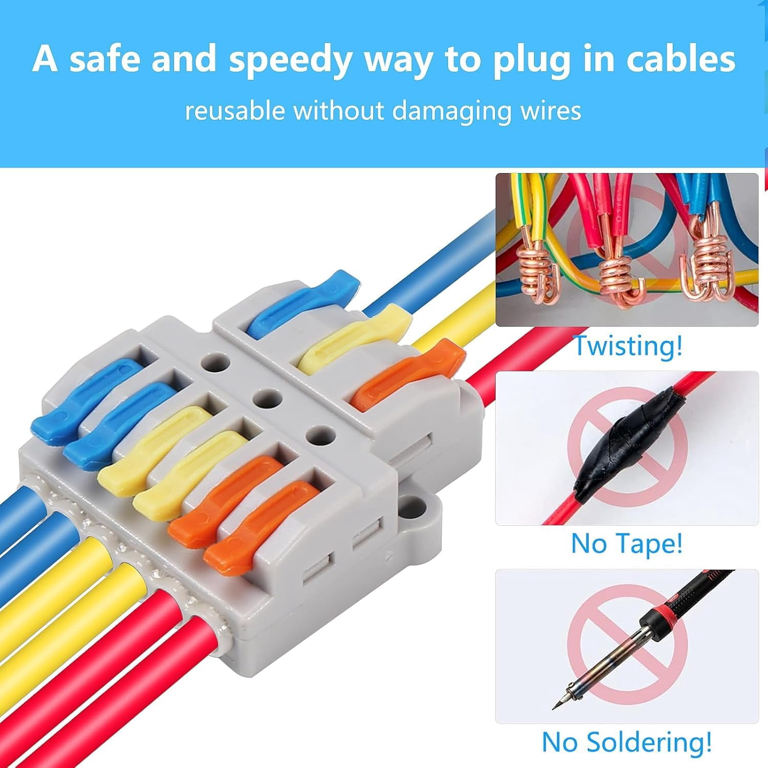 TG4THT-10PCS Lever Wire Connectors, 3 in 6 Out Quick Wire Connectors ...