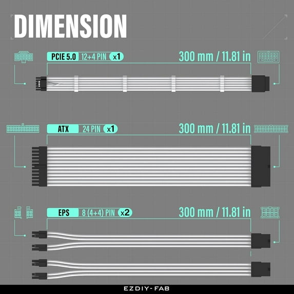 TG4THT-12VHPWR PSU Cable Extension Kit for RTX 50/40 Series,16AWG PCIE ...