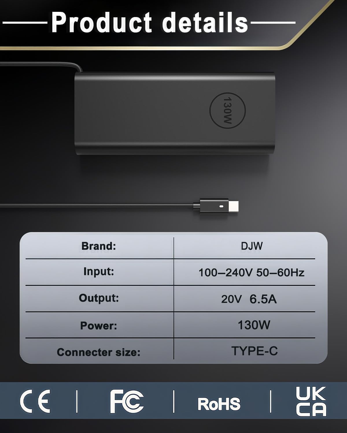 TG4THT-130W USB C Laptop Charger Compatible with Dell Precision 5570 5560 5550 5530 5760 5750 ...