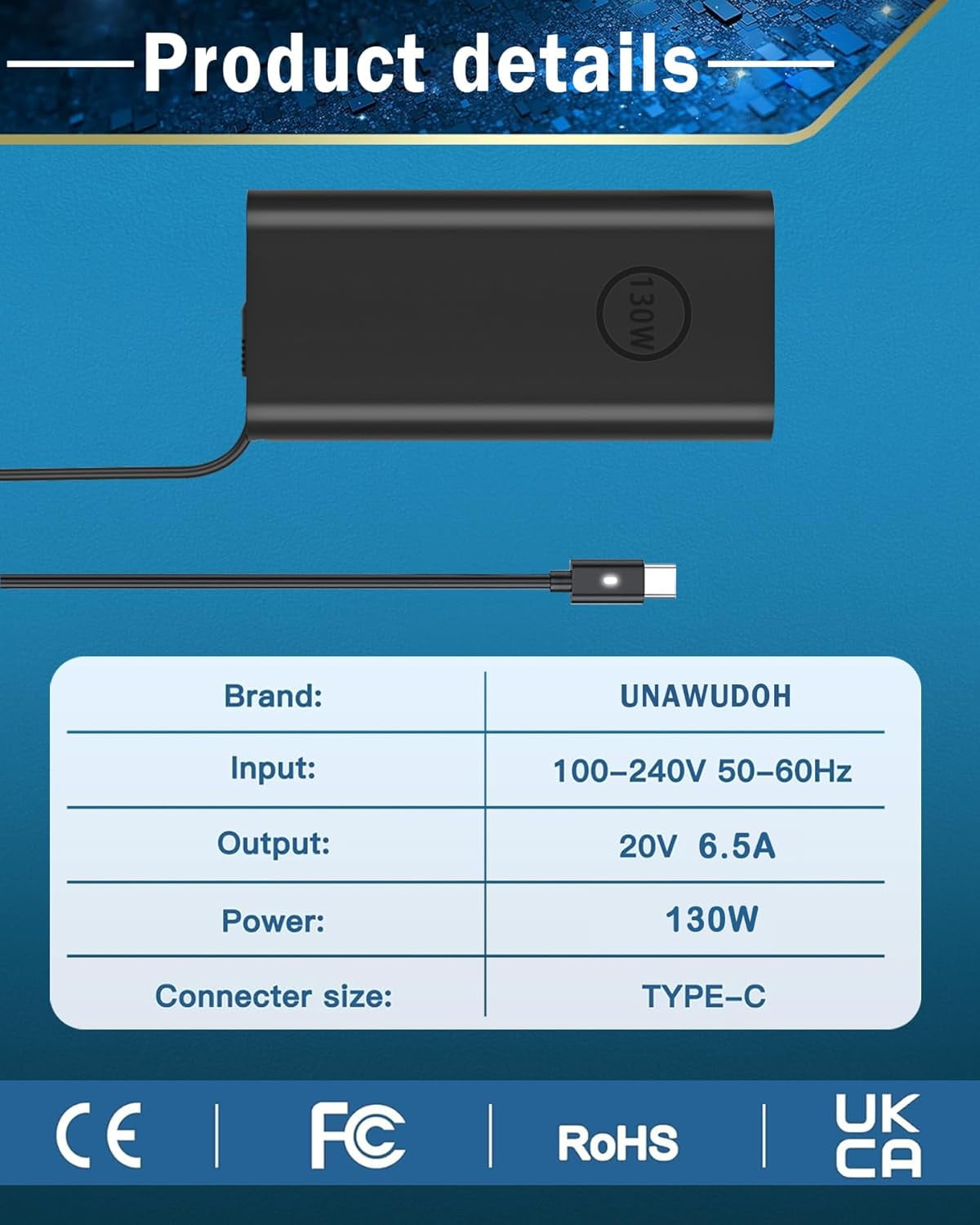 TG4THT-130W USB C Laptop Charger Compatible with Dell Precision 5570 5560 5550 5530 5760 5750 ...