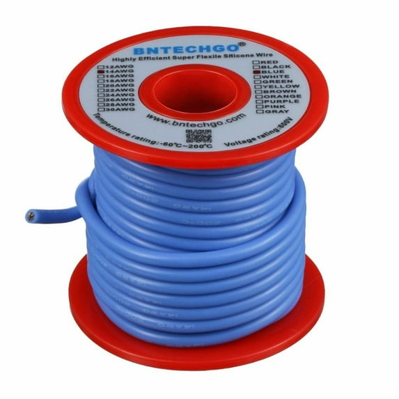 TG4THT-14 Gauge Silicone Wire Spool 25 ft Blue Flexible 14 AWG Stranded ...