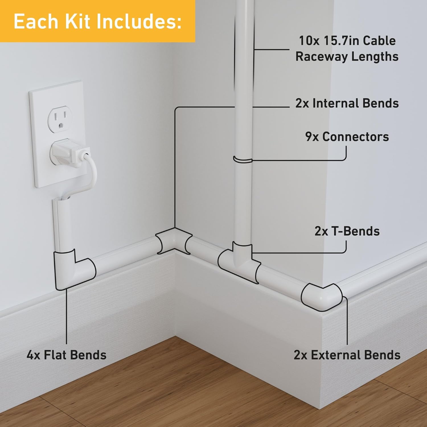 TG4THT-157in Cord Cover Kit, Self-Adhesive Wire Hiders, Paintable Cable ...