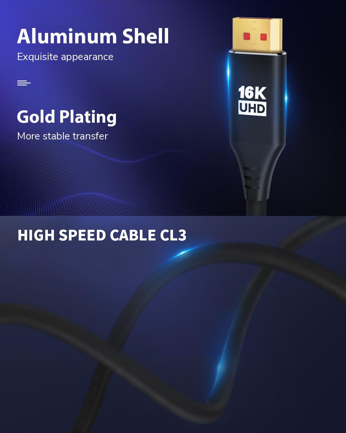 TG4THT-16K 8K DisplayPort Cable 6FT 2Pack, Support High Speed 40Gbps ...