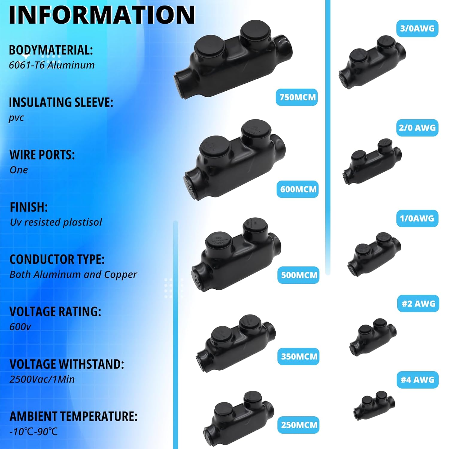 TG4THT-2/0-6 Wire Range Black Insulated in-Line Splice Connector 3.36 ...