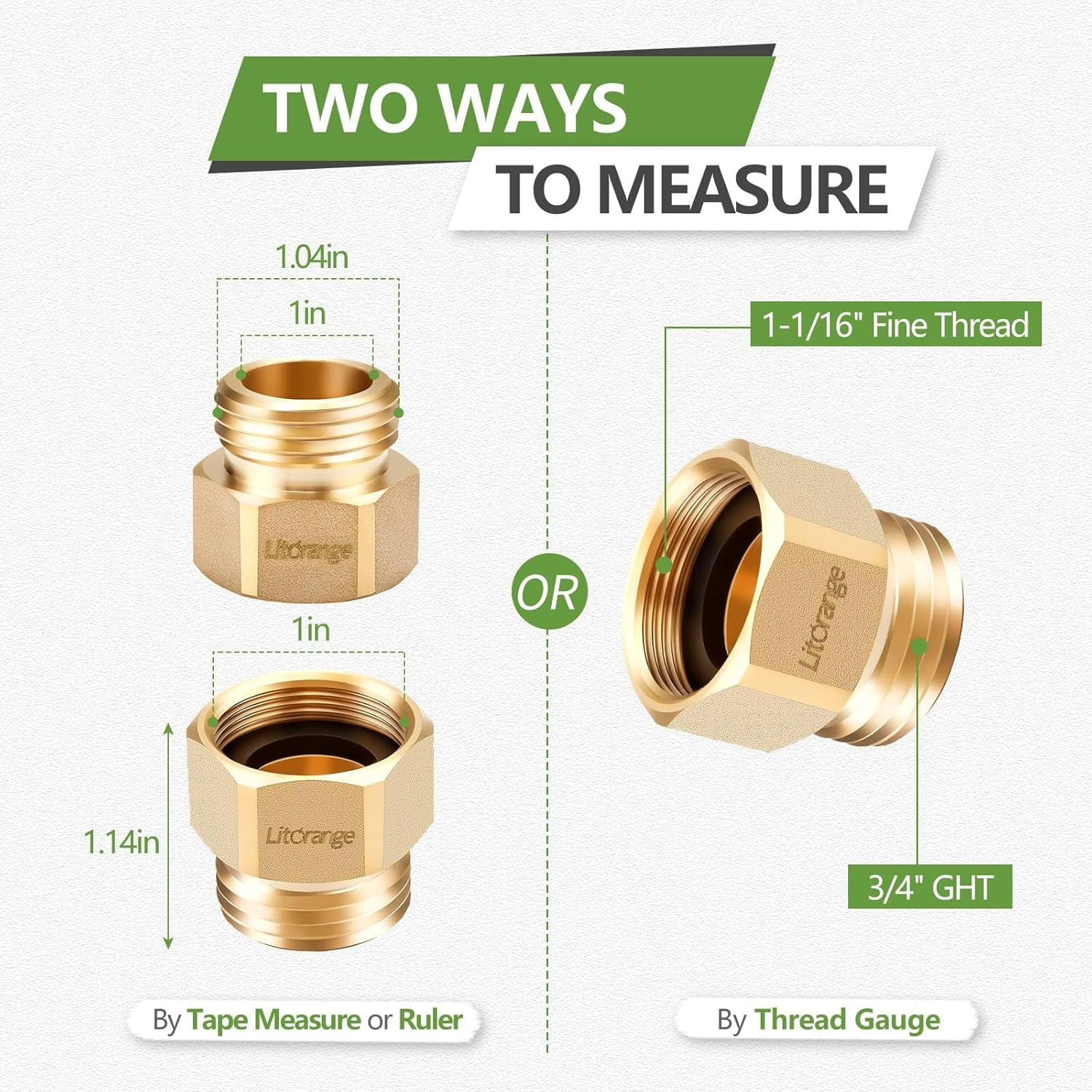 TG4THT-2 Pack Lead-Free Hose Bib Adapter, 1-1/16" Fine Thread Female x ...
