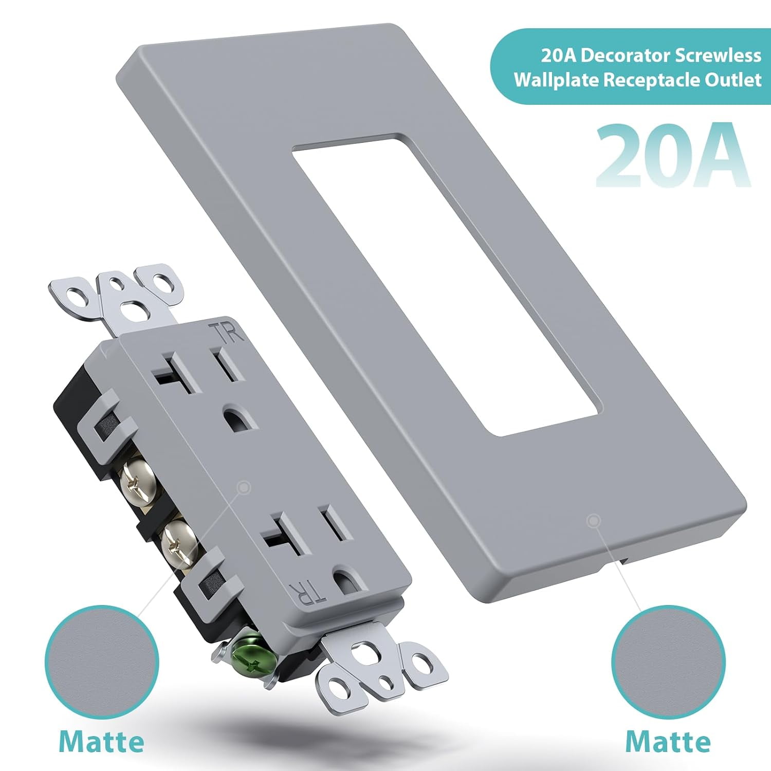 TG4THT-20 Amp Decorator Wall Outlet, Tamper Resistant Duplex Receptacle ...