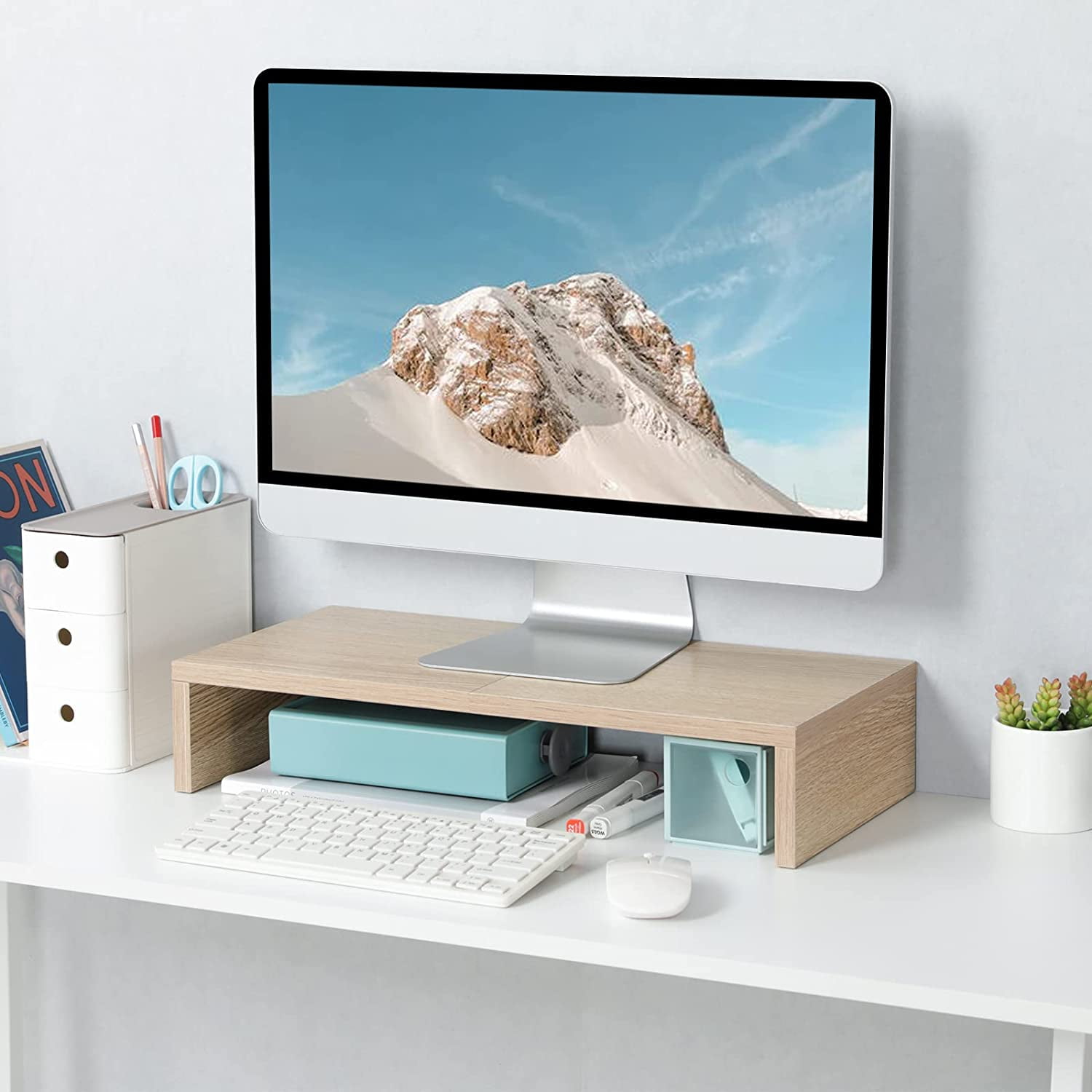 TG4THT-20 Inch Wood Monitor Stand Riser, Wooden Desktop Stand for PC/TV ...