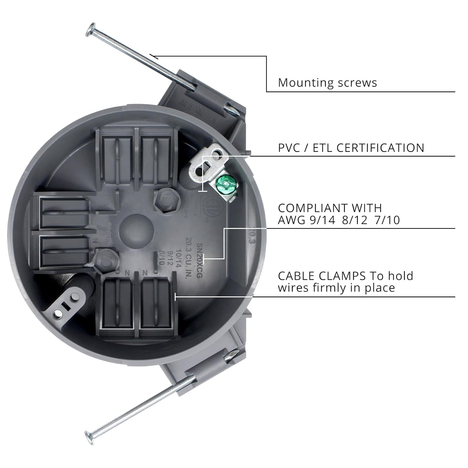 TG4THT-20 cu. in. 1 Gang New Work Round Ceiling Electrical Boxes, Non ...