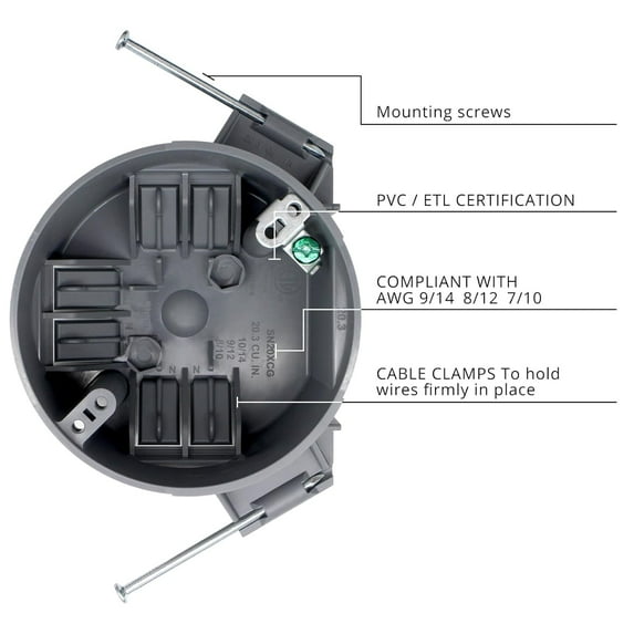 TG4THT-20 cu. in. 1 Gang New Work Round Ceiling Electrical Boxes, Non ...