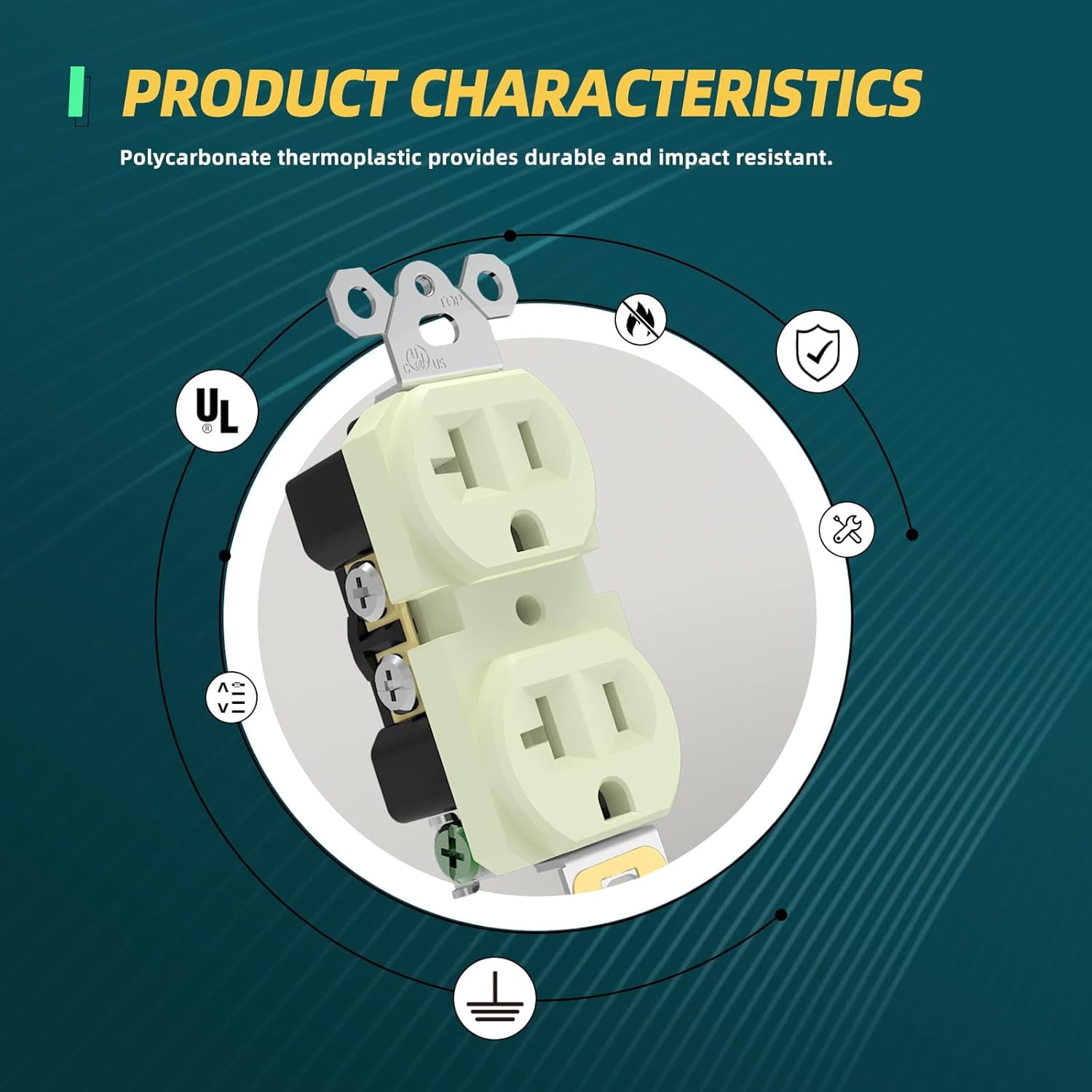 TG4THT-20A Duplex Receptacle Outlets, Heavy-Duty Electrical Wall Socket ...