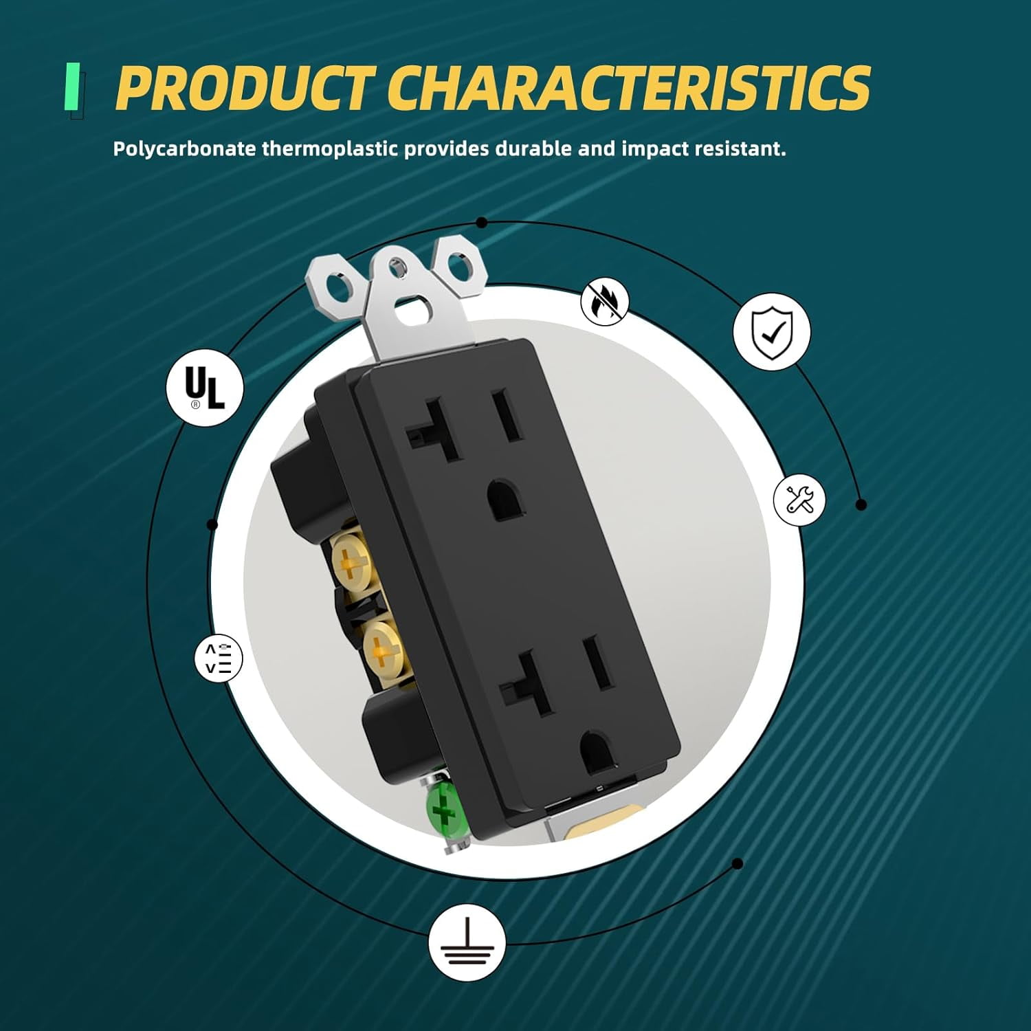TG4THT-20Amp Decorator Wall Receptacles, Standard Electrical Power ...