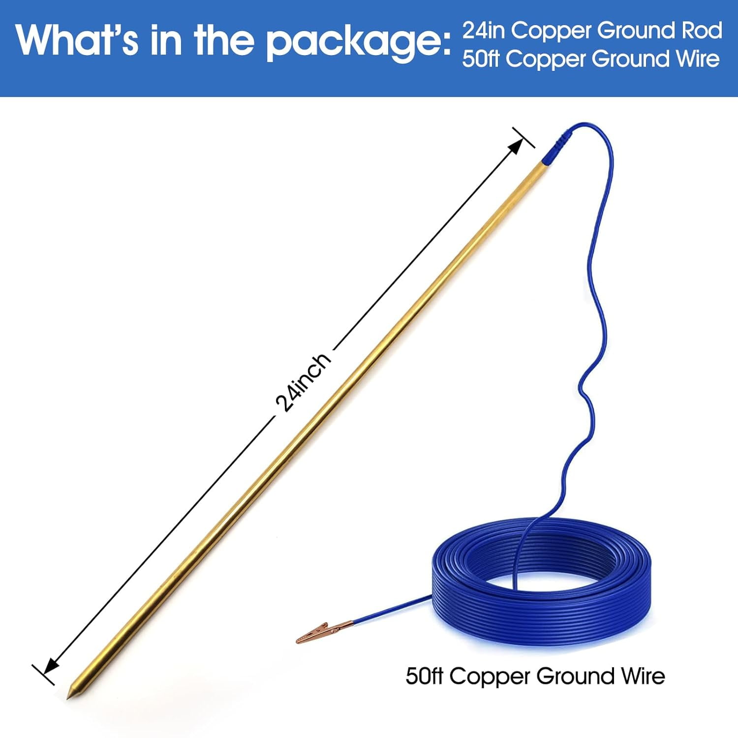TG4THT-24" Copper Alloy Ground Rod,Portable Plug Grounding Rod Kit with ...