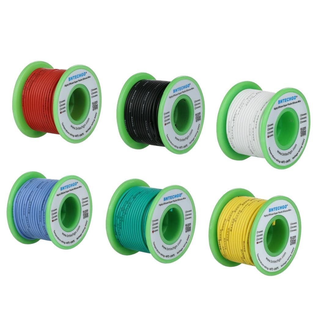TG4THT-24 Gauge Silicone Wire Kit 6 Color Each 30 ft Flexible 24 AWG ...