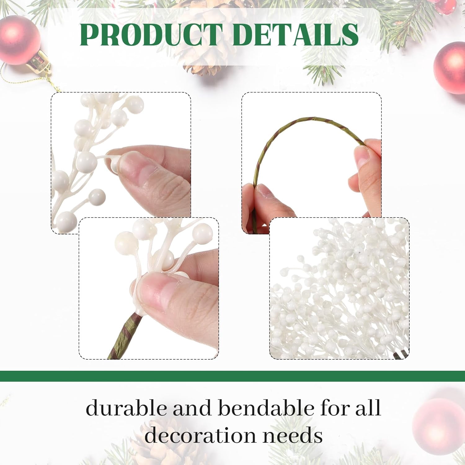 TG4THT-24 Pack Christmas Berry Stems 14 Inch Artificial Berry Picks ...