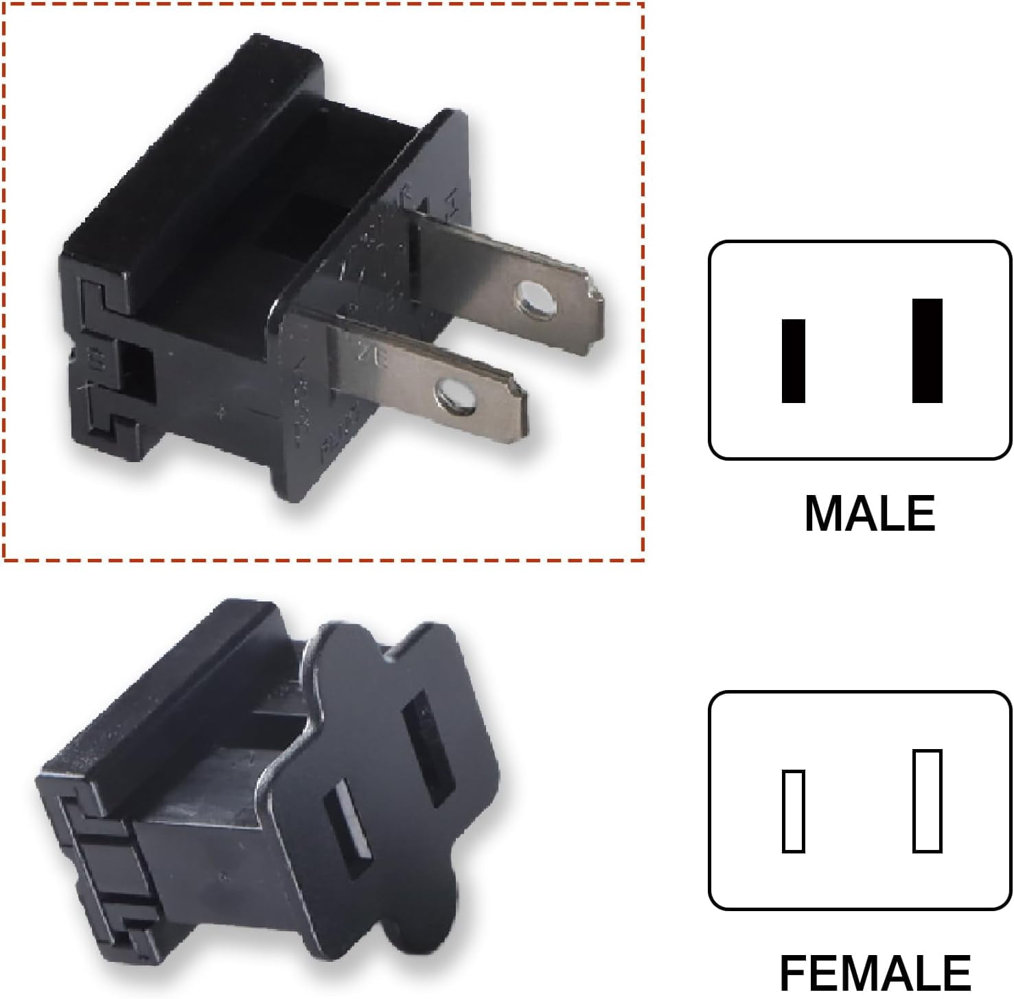 TG4THT-(25) Pack Vampire Plug, Slip and Slide Plug Add,Extension Cord Ends Male and Female ...