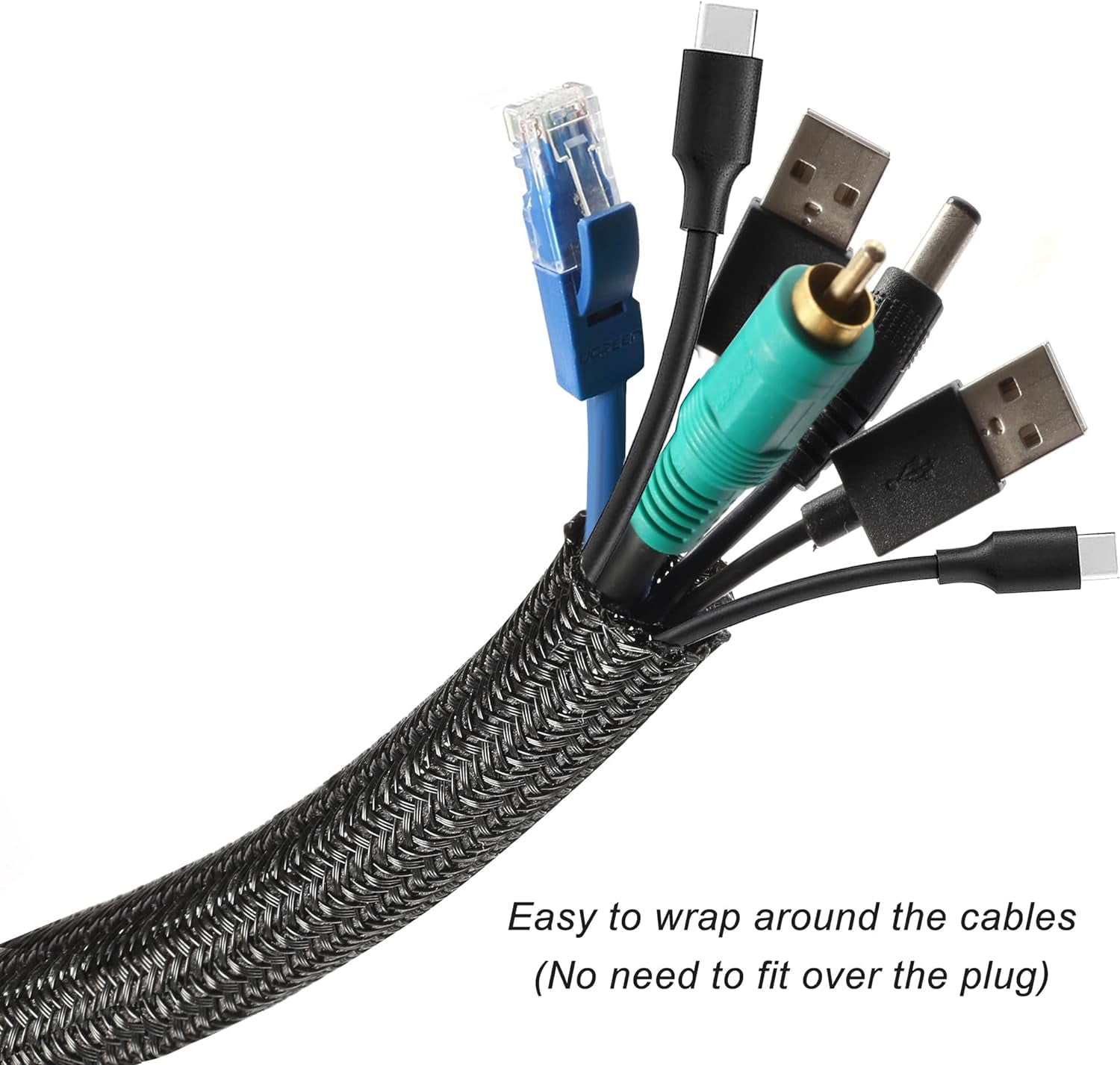 TG4THT-25ft - 1.25 inch Braided Cable Management Sleeve Cord Protector ...