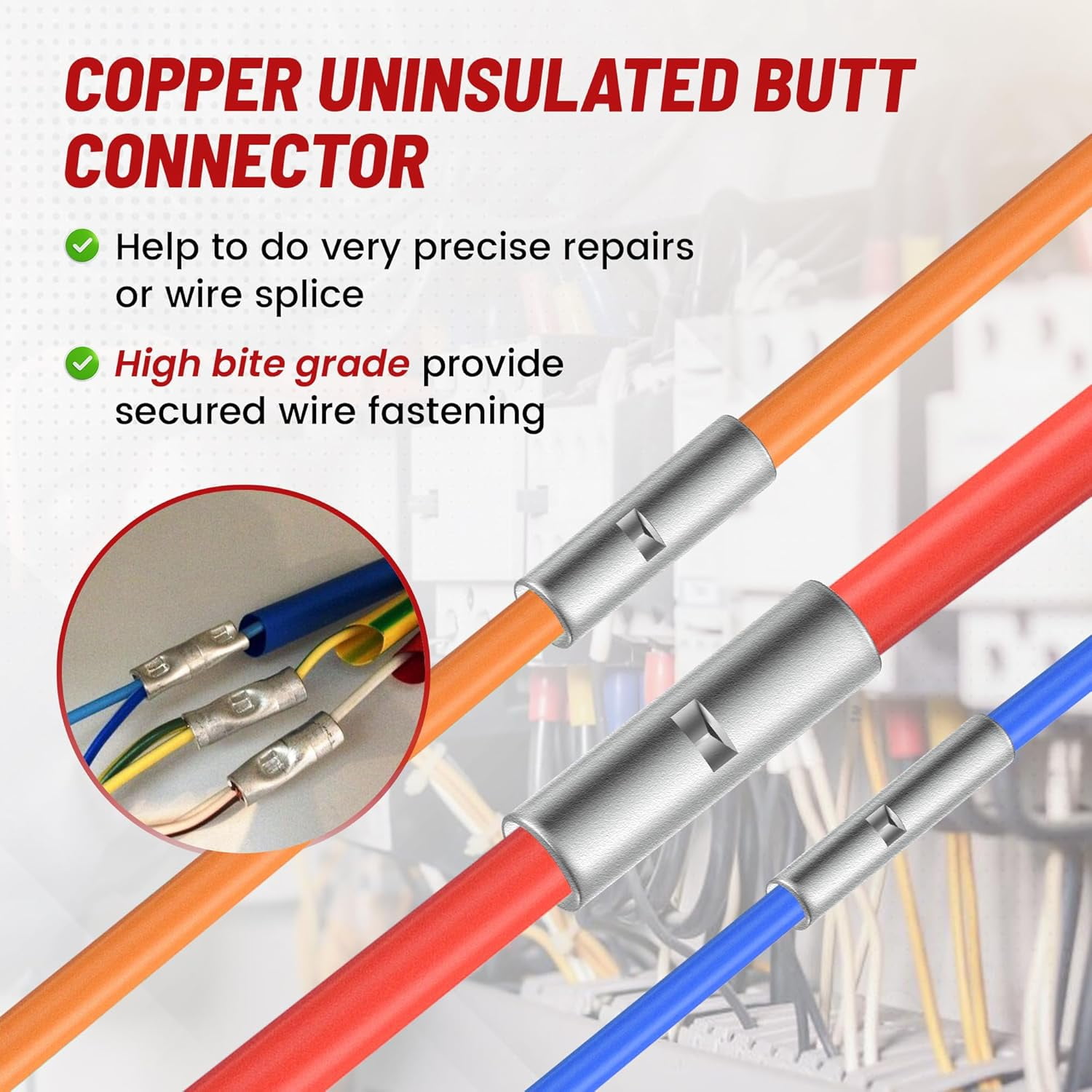TG4THT-26 to 8 AWG Uninsulated Bu-tt Connector Copper Wiring Ferrule ...