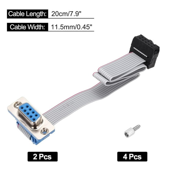 TG4THT-2Pcs 10Pin Flat Ribbon Cable Gray DB9 Female to FC-10P 2.54mm ...